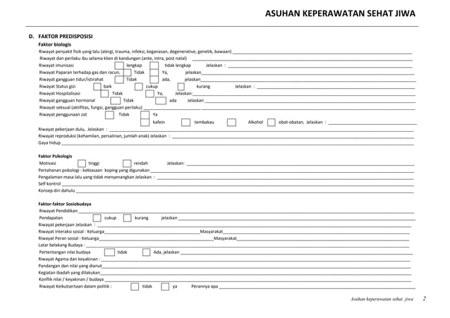 FORMAT PENGKAJIAN STASE JIWA | PDF