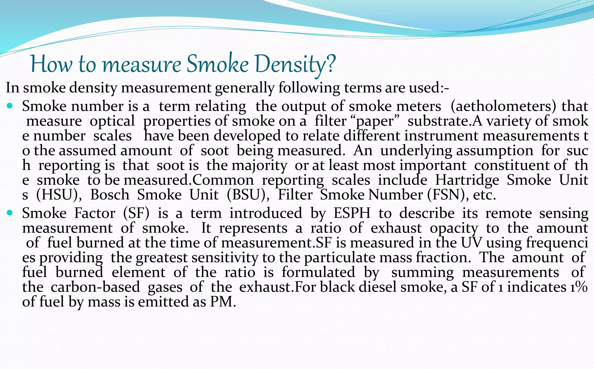 Measurement of Smoke Density using Bosch type smoke meter | PPTX