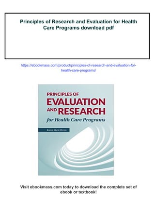Principles of Research and Evaluation for Health Care Programs | PDF