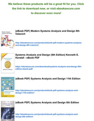 (eBook PDF) Modern Systems Analysis and Design 9th Edition | PDF