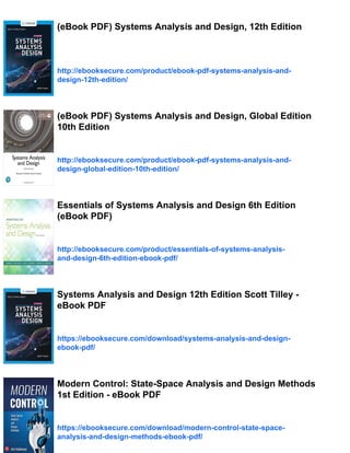 (eBook PDF) Modern Systems Analysis and Design 9th Edition | PDF