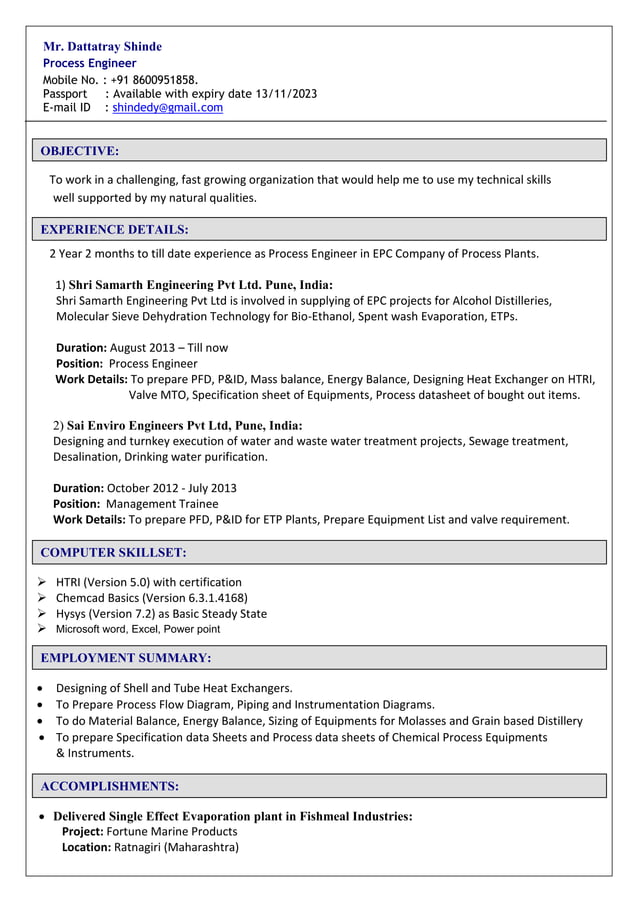Dattatray Shinde_current CV | PDF