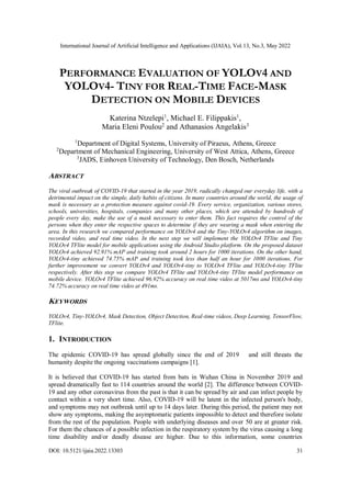 PERFORMANCE EVALUATION OF YOLOV4 AND YOLOV4- TINY FOR REAL-TIME FACE-MASK DETECTION ON MOBILE ...