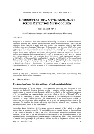 INTRODUCTION OF A NOVEL ANOMALOUS SOUND DETECTION METHODOLOGY | PDF
