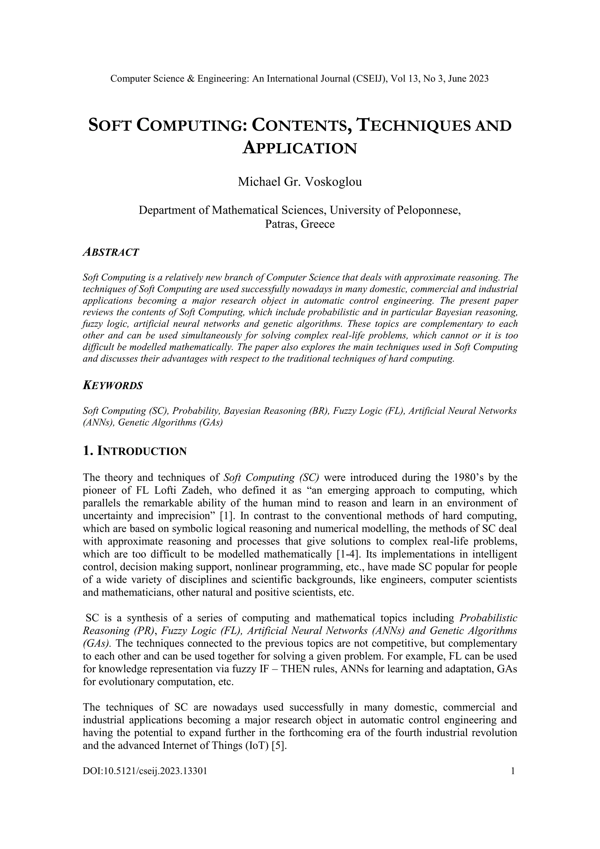 Soft Computing: Contents, Techniques and Application | PDF