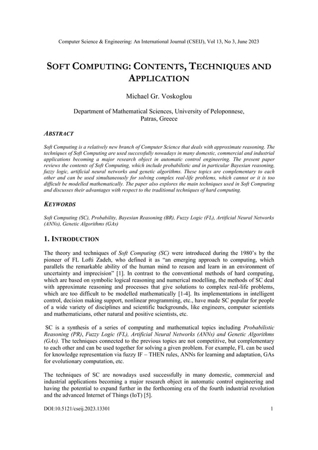 Soft Computing: Contents, Techniques and Application | PDF