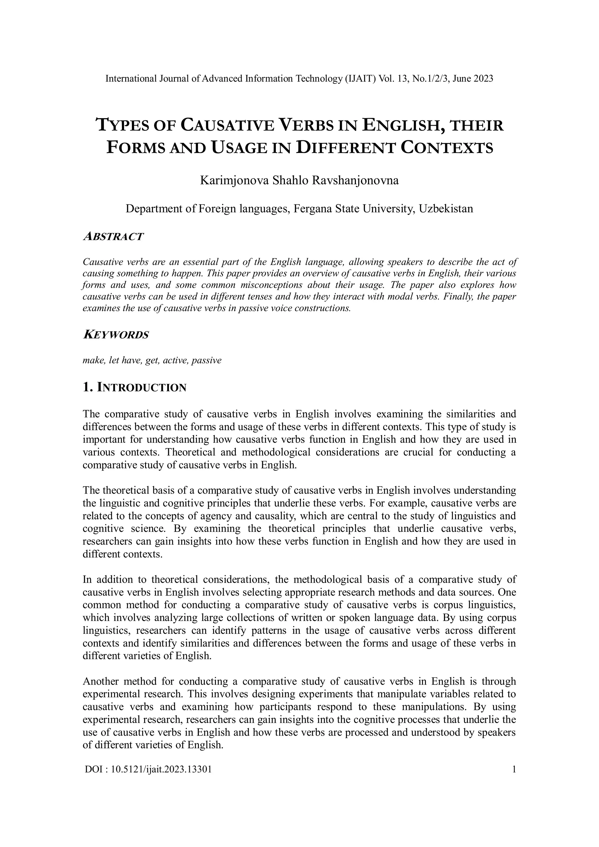 Types of Causative Verbs in English, Their Forms and Usage in Different Contexts | PDF