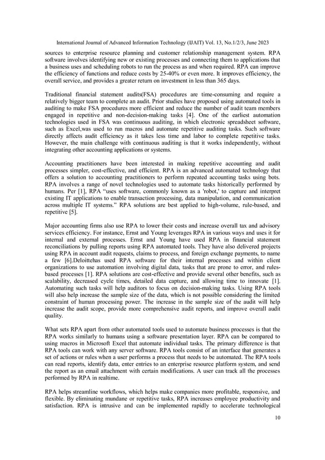 FINANCIAL STATEMENT AUDITS: LITERATUREBASED BENEFITS AND CHALLENGES OF USING ROBOTIC PROCESS ...