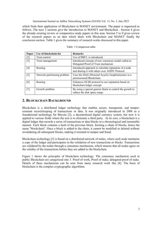 A COMPARATIVE STUDY FOR BLOCK CHAIN APPLICATIONS IN THE MANET | PDF
