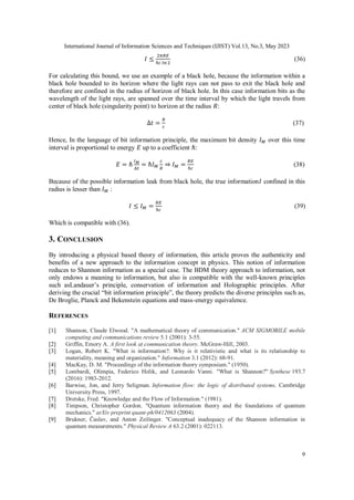 A PHYSICAL THEORY OF INFORMATION VS. A MATHEMATICAL THEORY OF COMMUNICATION | PDF