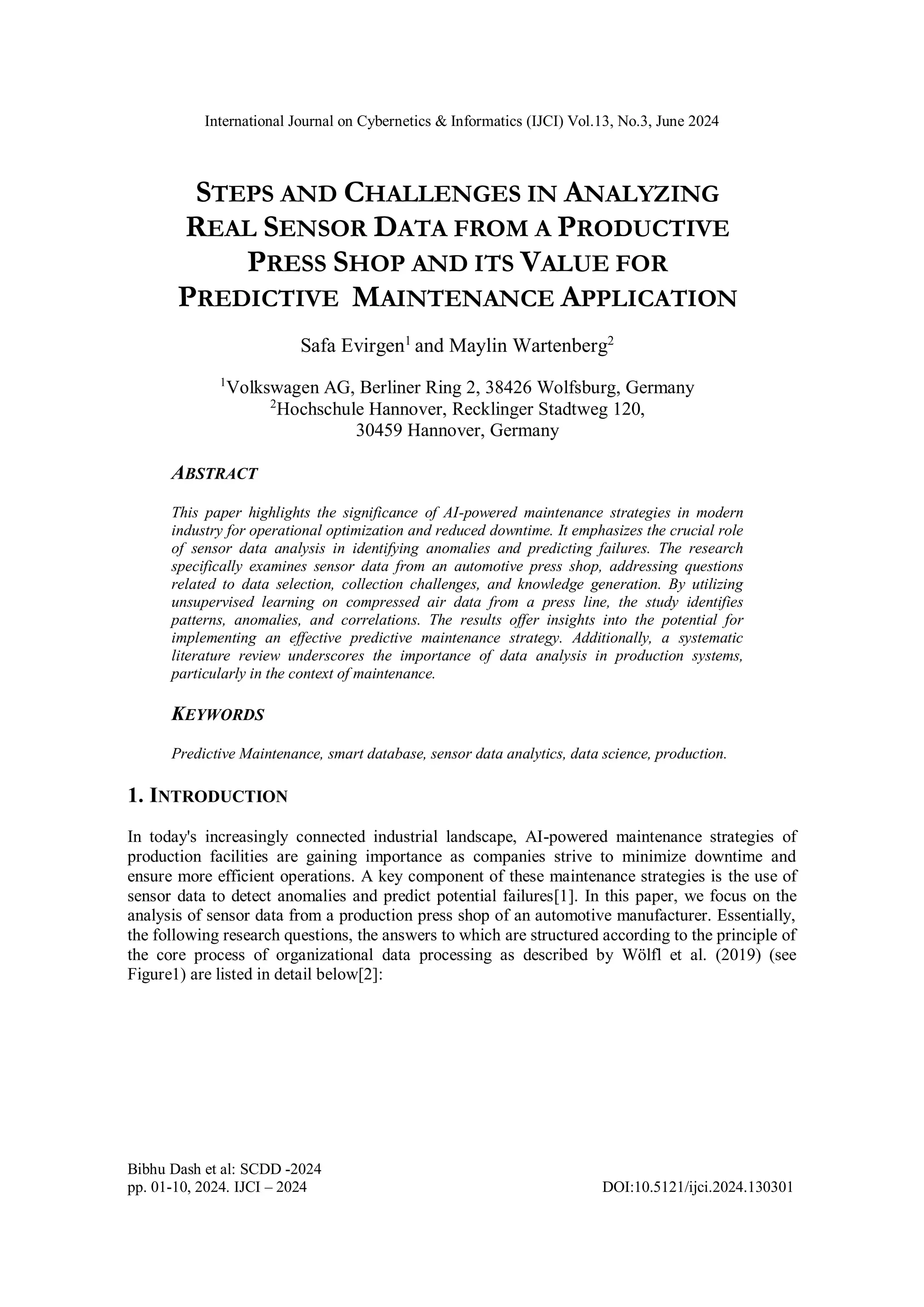 Steps and Challenges in Analyzing Real Sensor Data from a Productive Press Shop and its Value ...