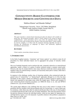 Connectivity-Based Clustering for Mixed Discrete and Continuous Data | PDF