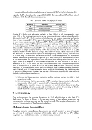 A FRAMEWORK FOR DEPLOYING IPV6 AT HIGHER EDUCATION INSTITUTIONS | PDF