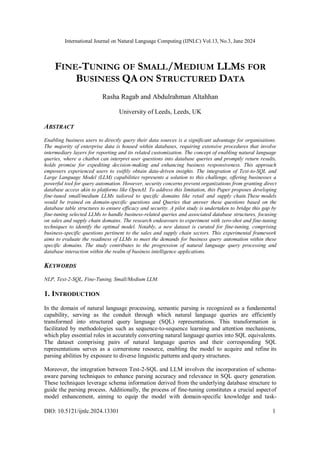 FINE-TUNING OF SMALL/MEDIUM LLMS FOR BUSINESS QA ON STRUCTURED DATA | PDF