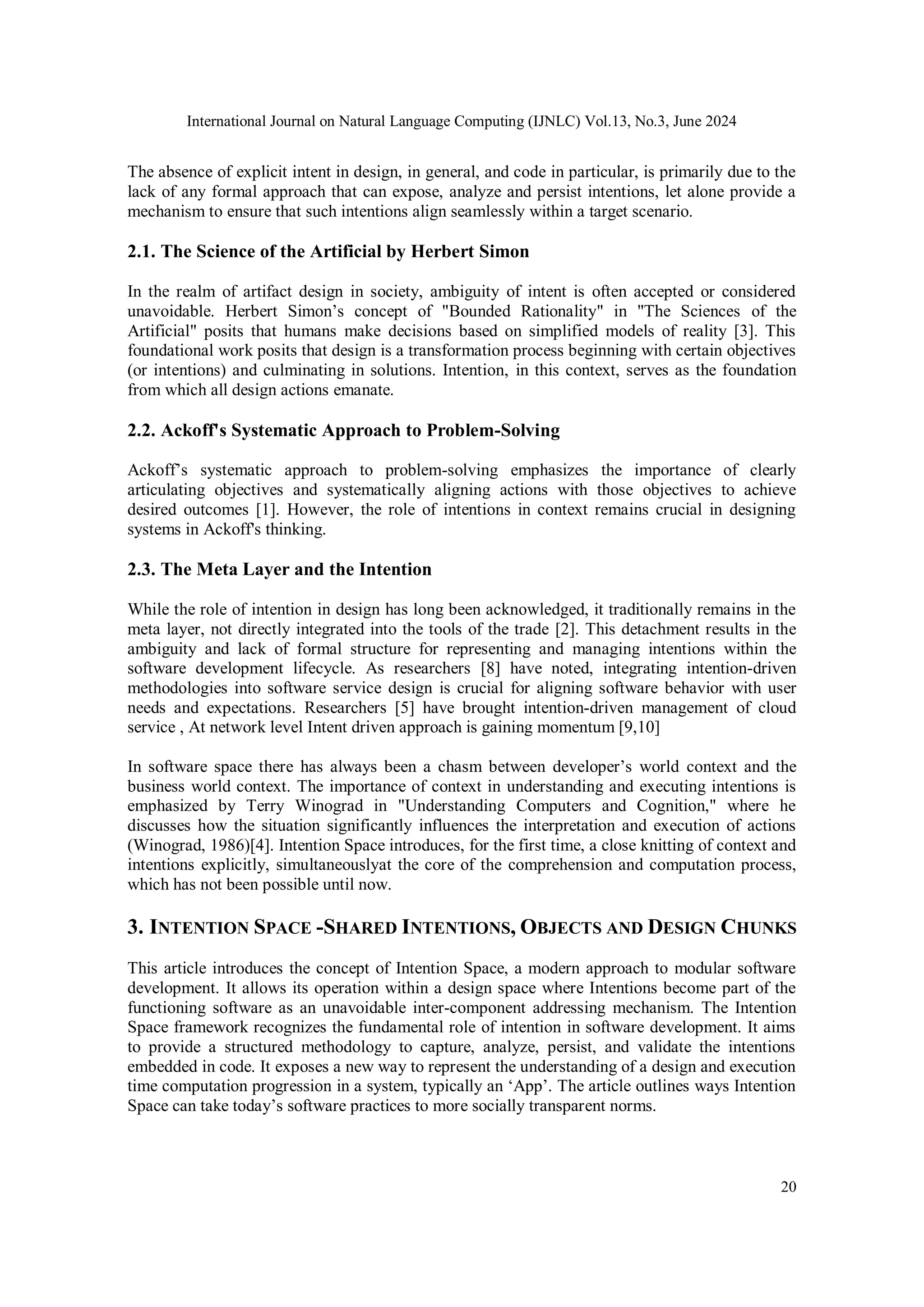 HUMAN INTENTION SPACE - NATURAL LANGUAGE PHRASE DRIVEN APPROACH TO ...