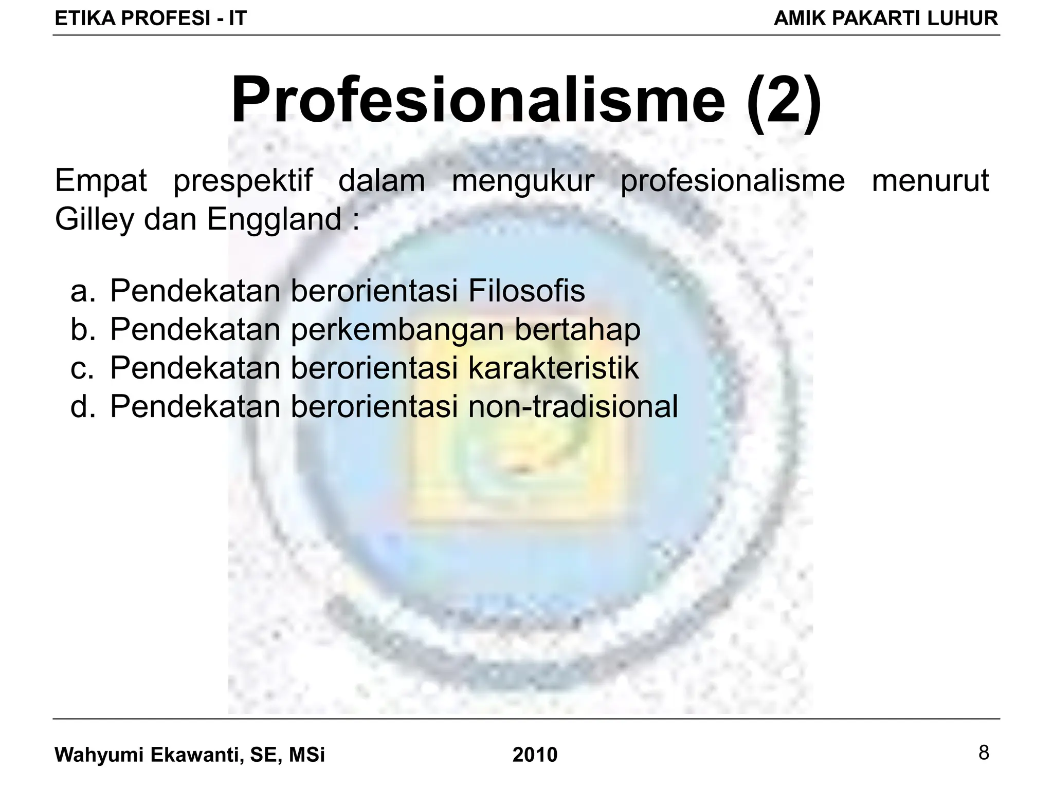 PRofesionalisme Kerja - materi perkuliahan | PPT