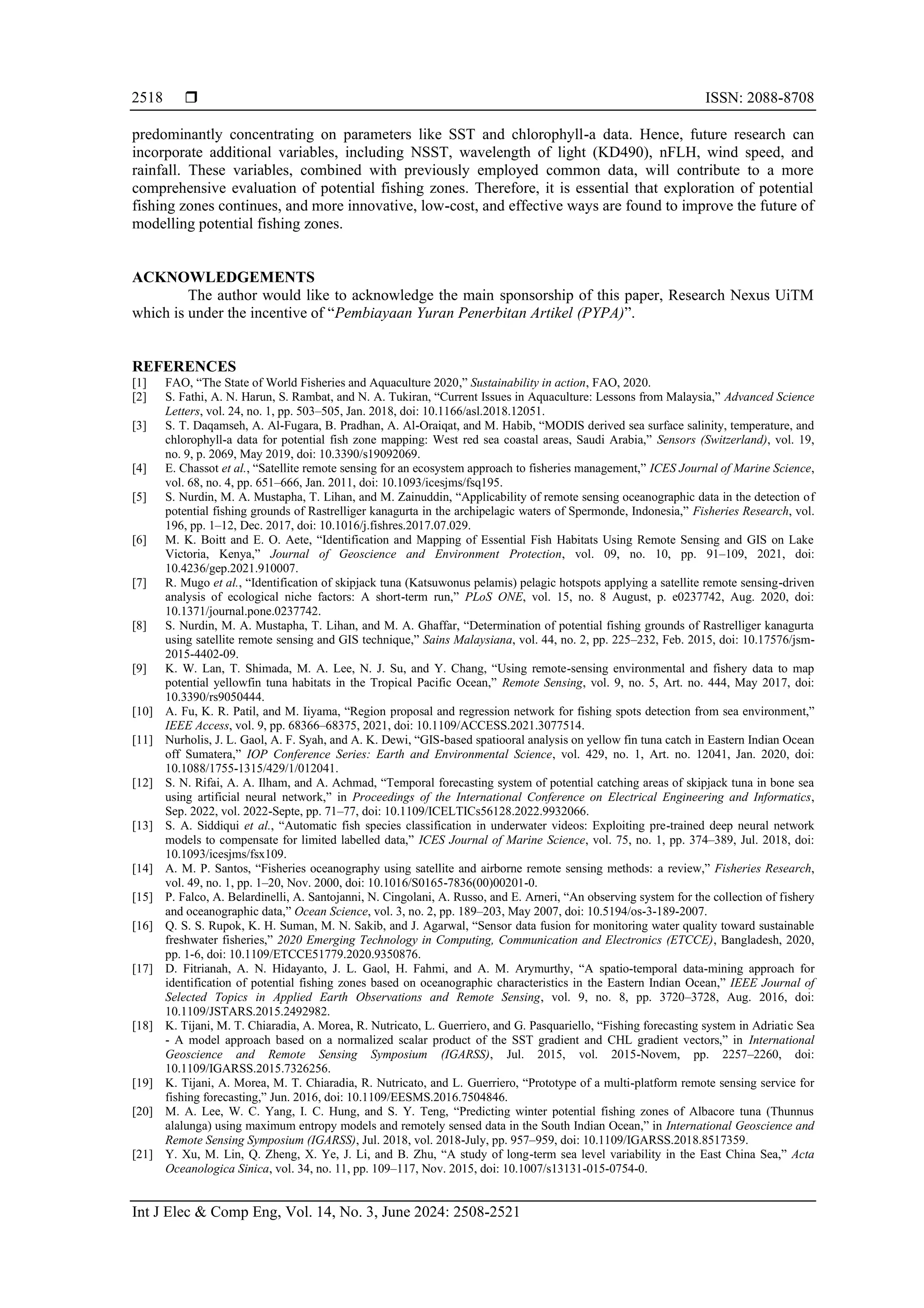 A review on features and methods of potential fishing zone | PDF