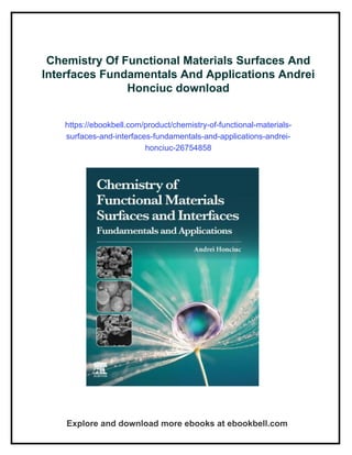 Chemistry Of Functional Materials Surfaces And Interfaces Fundamentals ...
