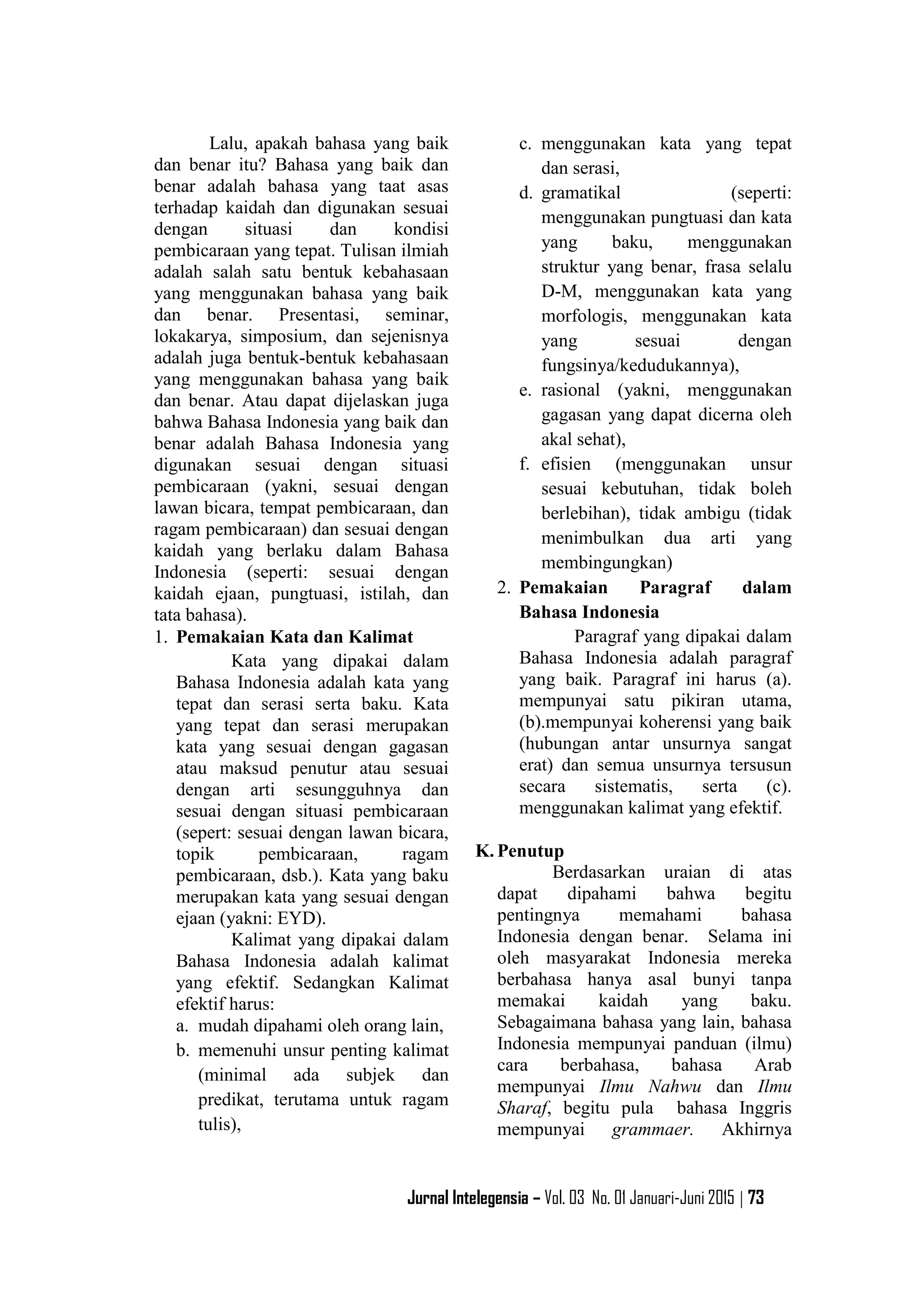 pentingnya belajar bahasa indonesia bagi setiap pemuda | PDF