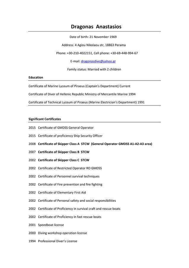 Cpt Tasos Dragonas cv | PDF
