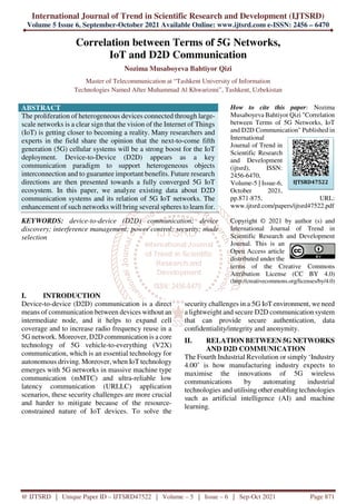 Correlation between Terms of 5G Networks, IoT and D2D Communication | PDF