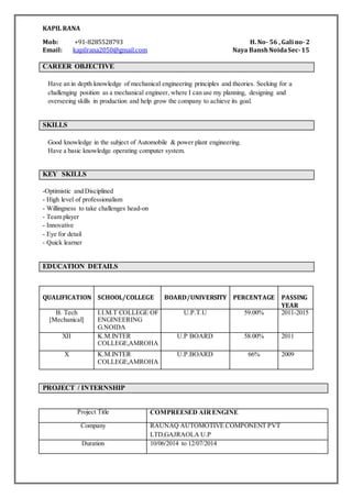 kapil resume (Autosaved) | DOCX | Careers