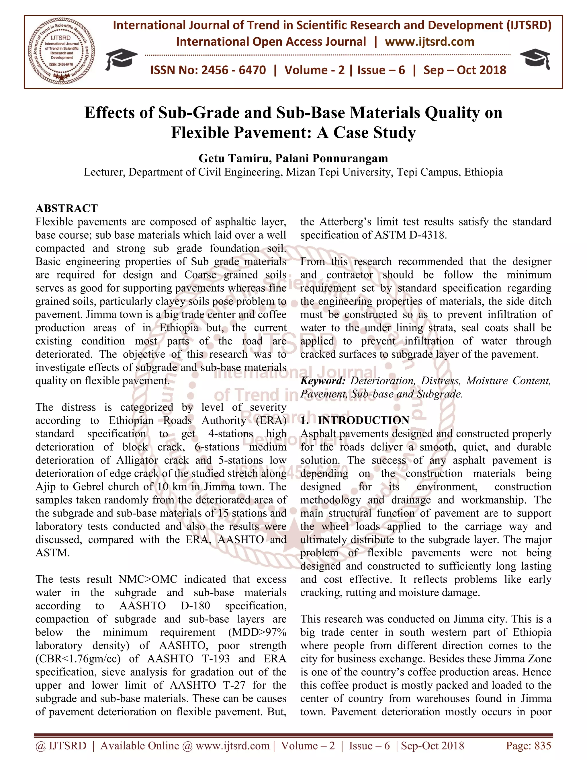Effects of Sub-Grade and Sub-Base Materials Quality on Flexible ...