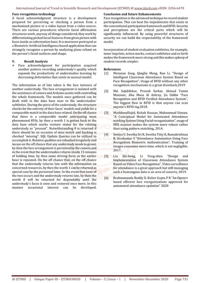 Face Recognition System for Automated Student Attendance | PDF