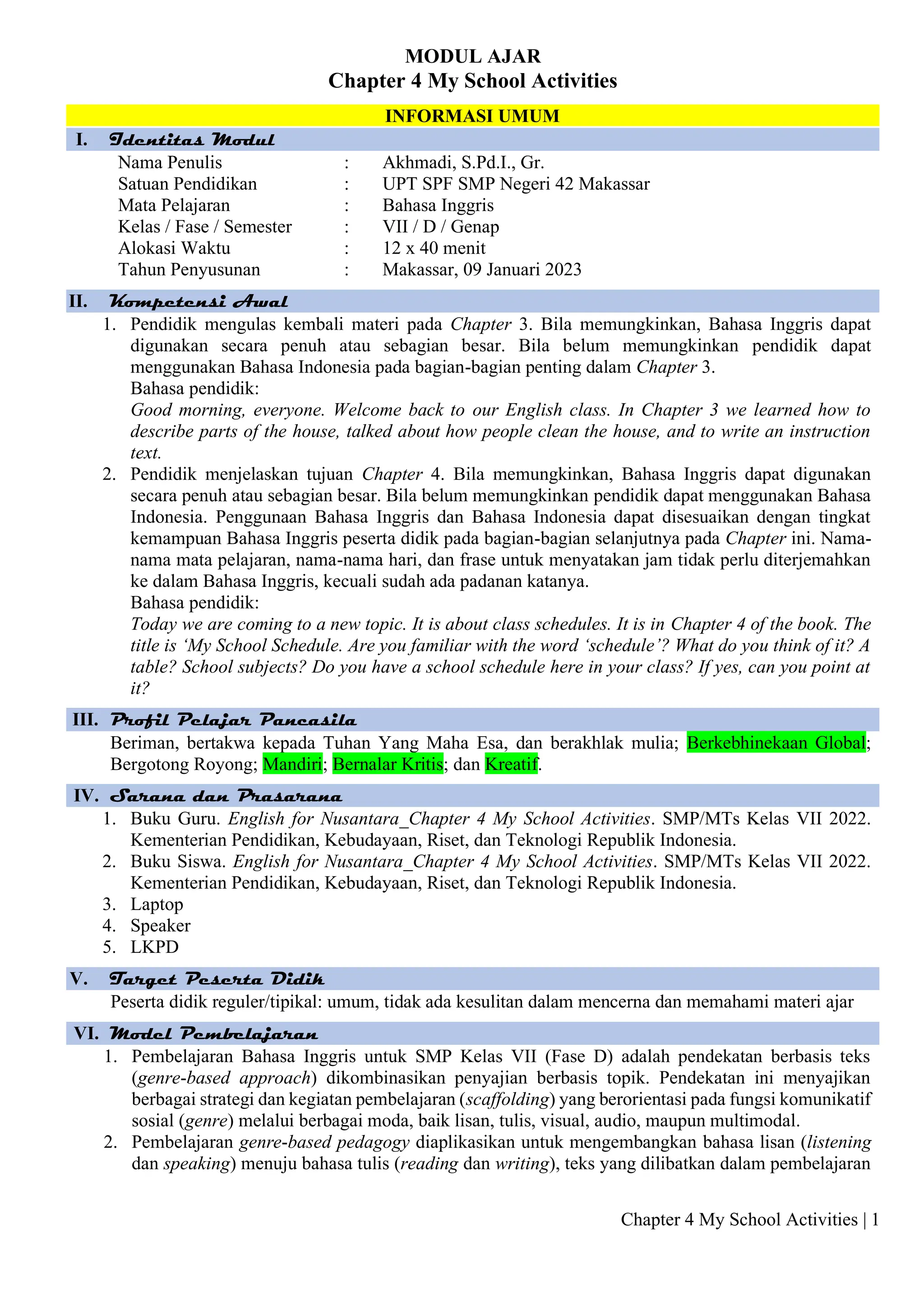 Kelas viid merdeka belajar asyik unik wah | PDF