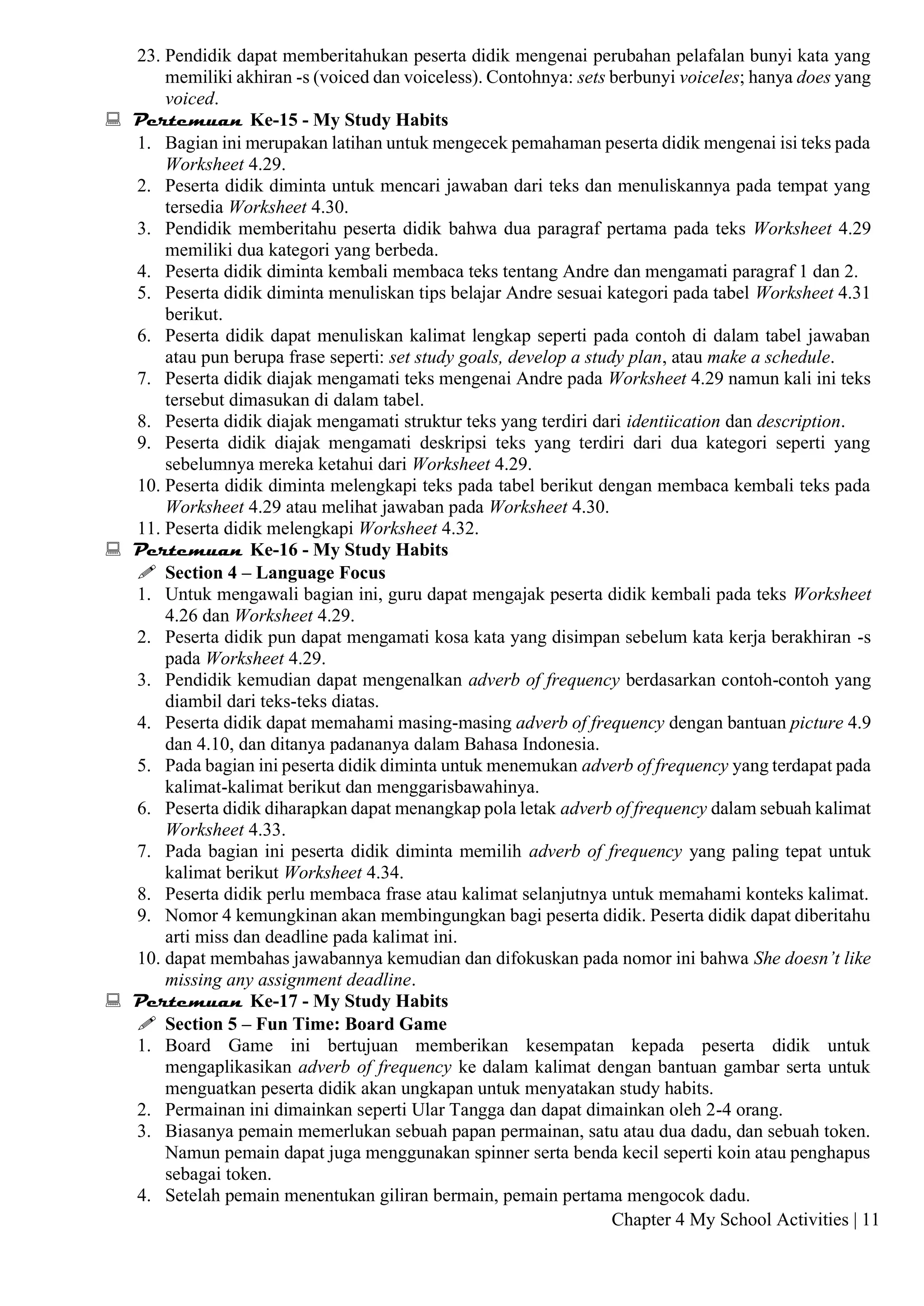 Modul chapter 4 my school activity kelas 7 | PDF