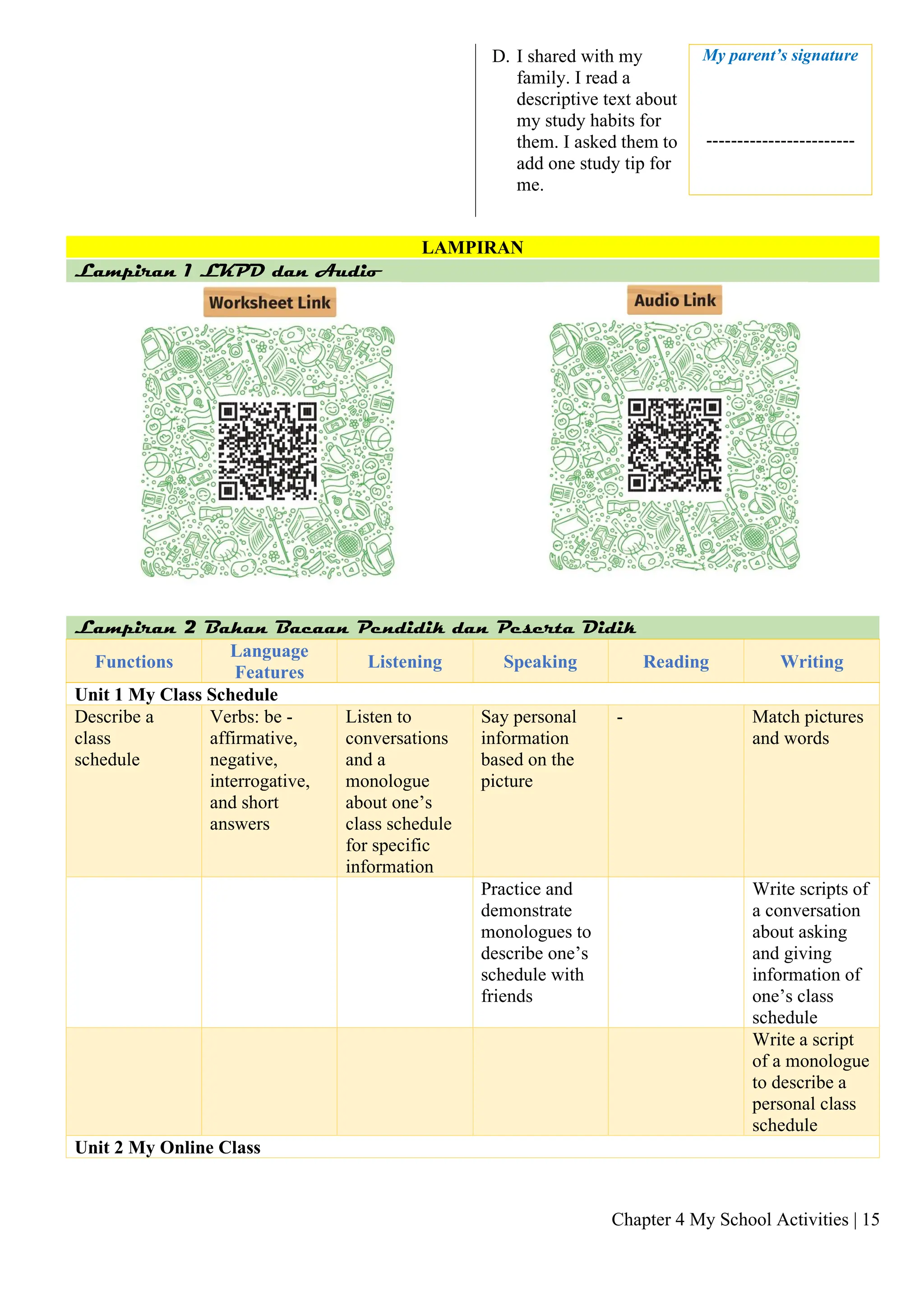 Modul chapter 4 my school activity kelas 7 | PDF