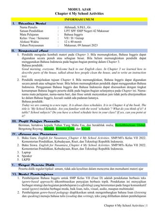 Modul chapter 4 my school activity kelas 7 | PDF