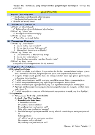 Modul chapter 4 my school activity kelas 7 | PDF