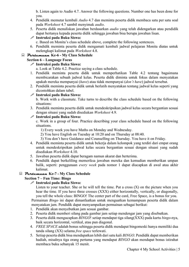 Modul Chapter 4 My School Activity Kelas 7 Pdf