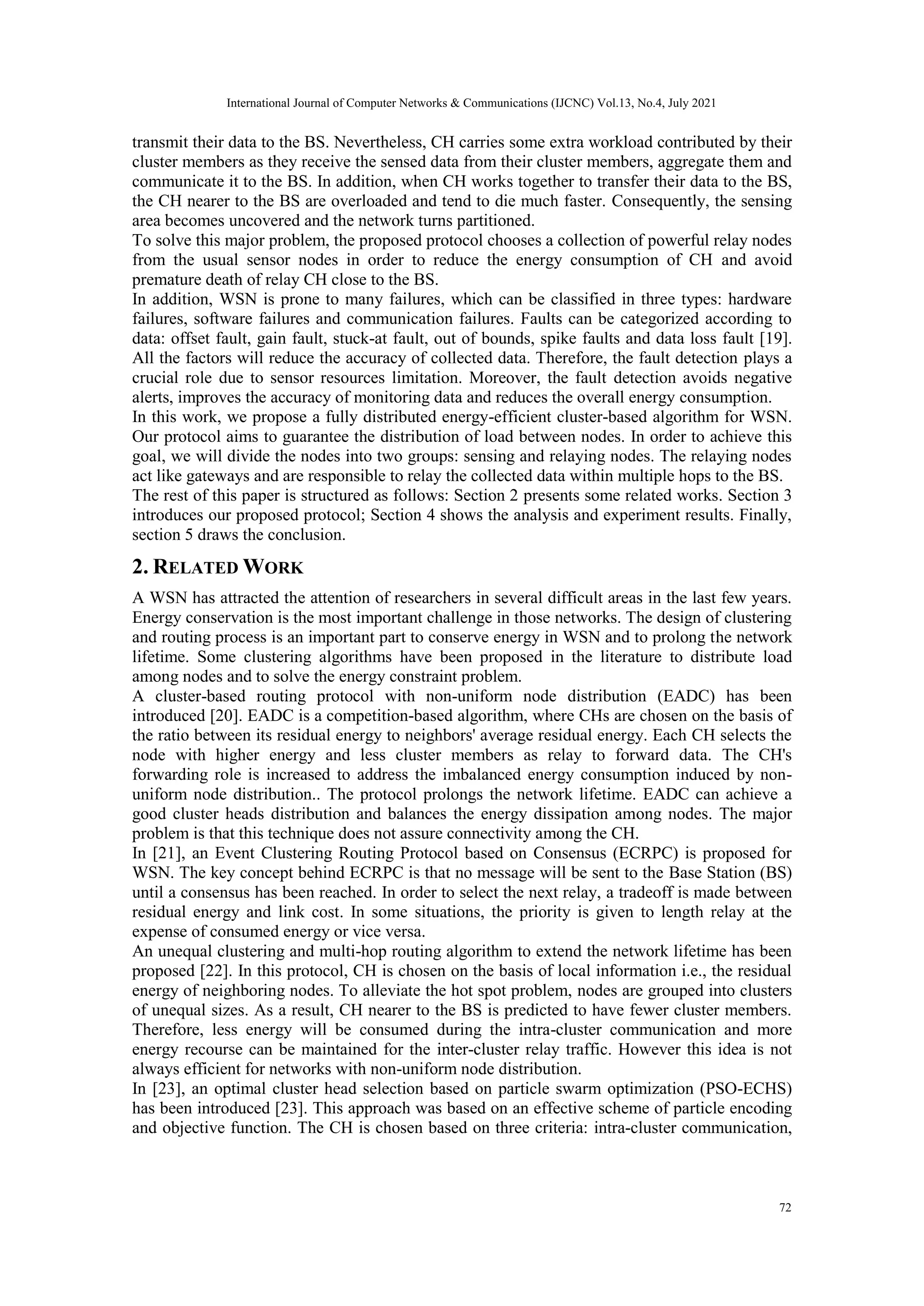 A CLUSTER-BASED ROUTING PROTOCOL AND FAULT DETECTION FOR WIRELESS SENSOR NETWORK | PDF