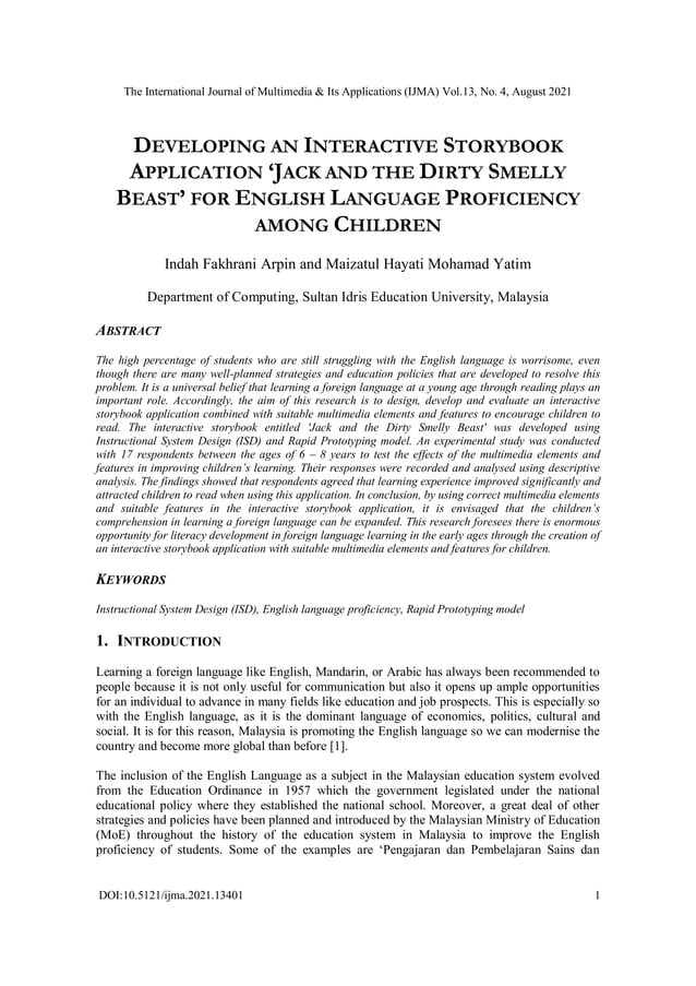 DEVELOPING AN INTERACTIVE STORYBOOK APPLICATION ‘JACK AND THE DIRTY ...