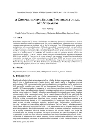 A COMPREHENSIVE SECURE PROTOCOL FOR ALL D2D SCENARIOS | PDF | Computer Networking | Computing