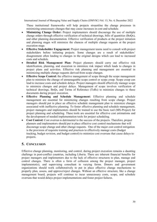 MANAGING AND CONTROLLING PROJECT CHANGES IN POST-CONFLICT COUNTRIES: THE CASE OF LIBERIA | PDF