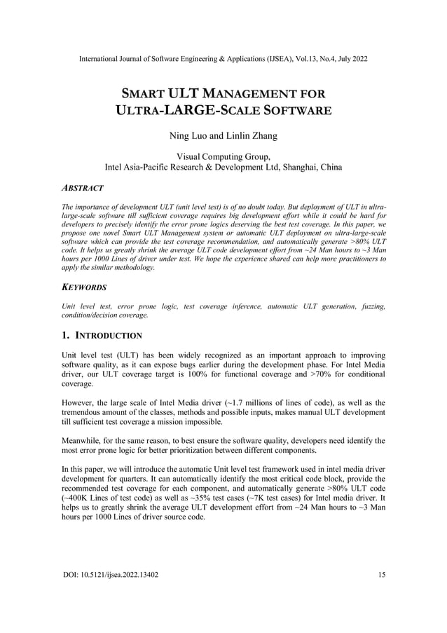 SMART ULT MANAGEMENT FOR ULTRA-LARGE-SCALE SOFTWARE | PDF