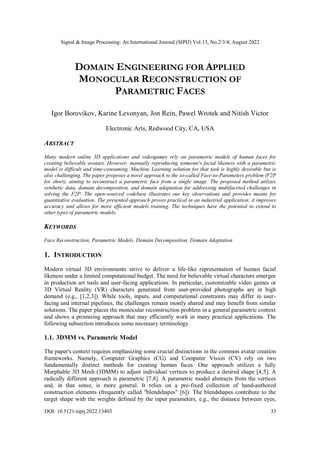 DOMAIN ENGINEERING FOR APPLIED MONOCULAR RECONSTRUCTION OF PARAMETRIC FACES | PDF