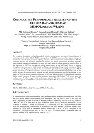 COMPARATIVE PERFORMANCE ANALYSIS OF THE IEEE802.11AX AND 802.11AC MIMOLINK FOR WLANS | PDF ...