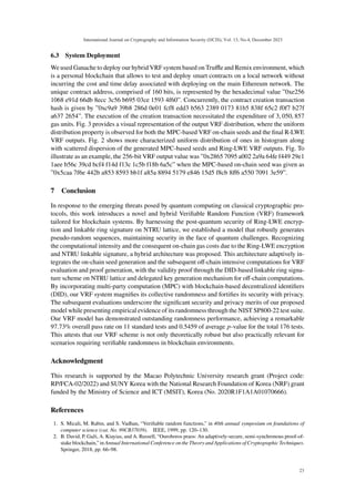 Quantum-Secure Hybrid Blockchain System for DID-Based Verifiable Random Function with NTRU ...