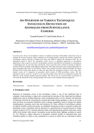 An Overview of Various Techniques Involved in Detection of Anomalies ...