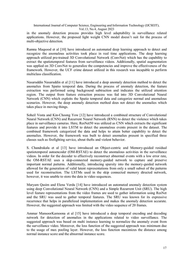 An Overview Of Various Techniques Involved In Detection Of Anomalies From Surveillance Cameras Pdf