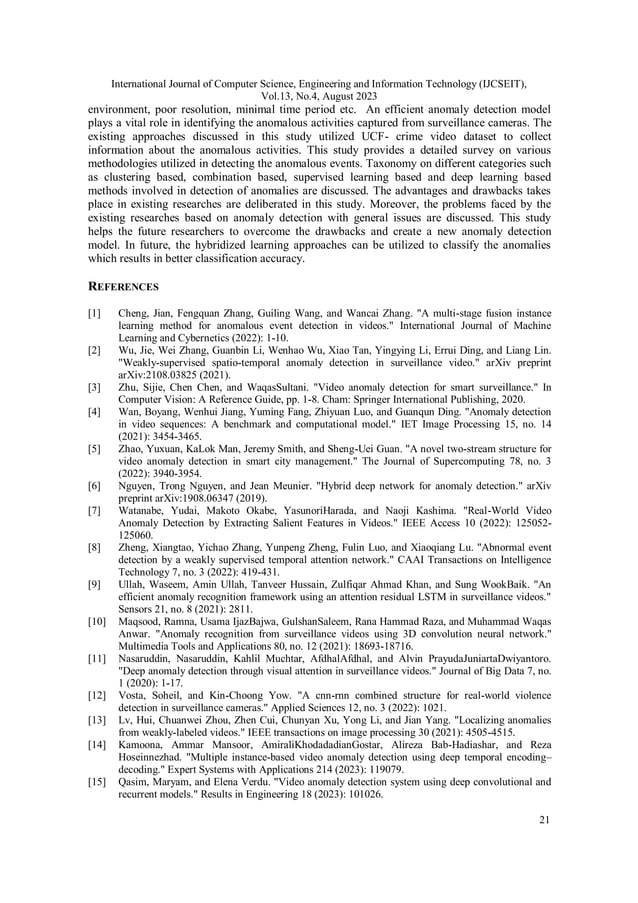 An Overview Of Various Techniques Involved In Detection Of Anomalies From Surveillance Cameras Pdf