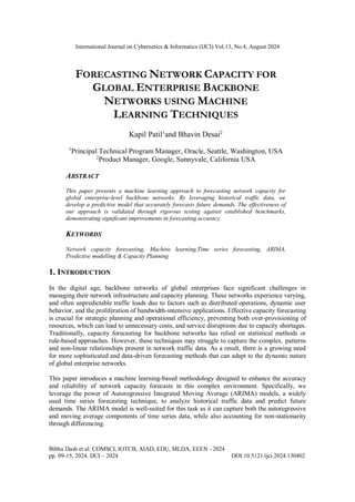 Forecasting Network Capacity for Global Enterprise Backbone Networks using Machine Learning ...