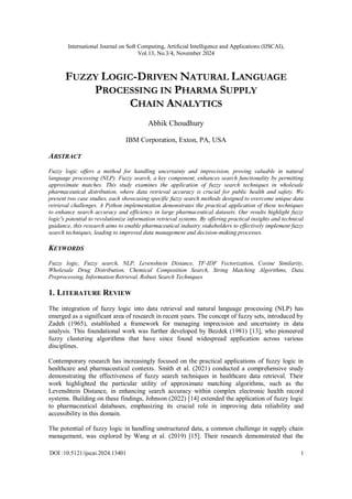 FUZZY LOGIC-DRIVEN NATURAL LANGUAGE PROCESSING IN PHARMA SUPPLY CHAIN ANALYTICS | PDF