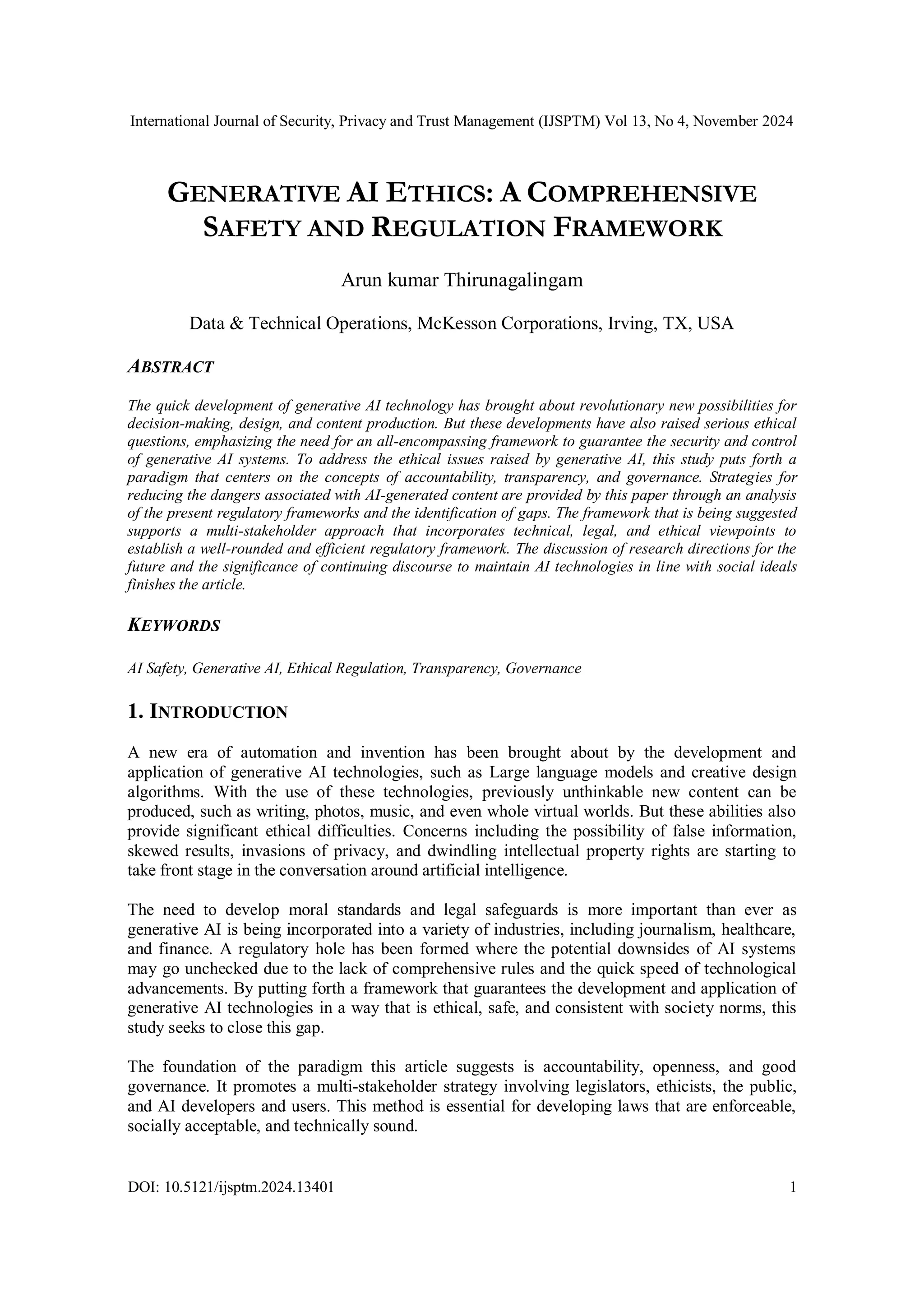 Generative AI Ethics: a Comprehensive Safety and Regulation Framework | PDF