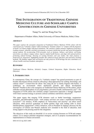 The Integration of Traditional Chinese Medicine Culture and Scholarly ...