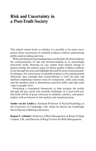 Risk And Uncertainty In A Posttruth Society Sander Van Der Linden | PDF